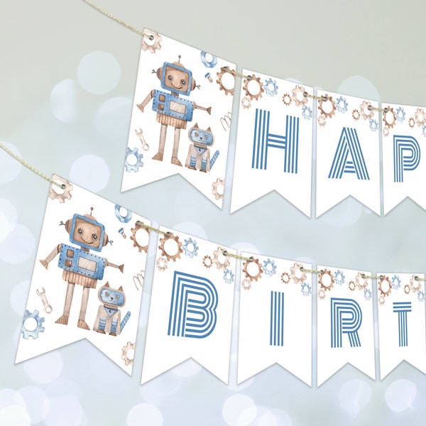 Robot Banner - Etsy