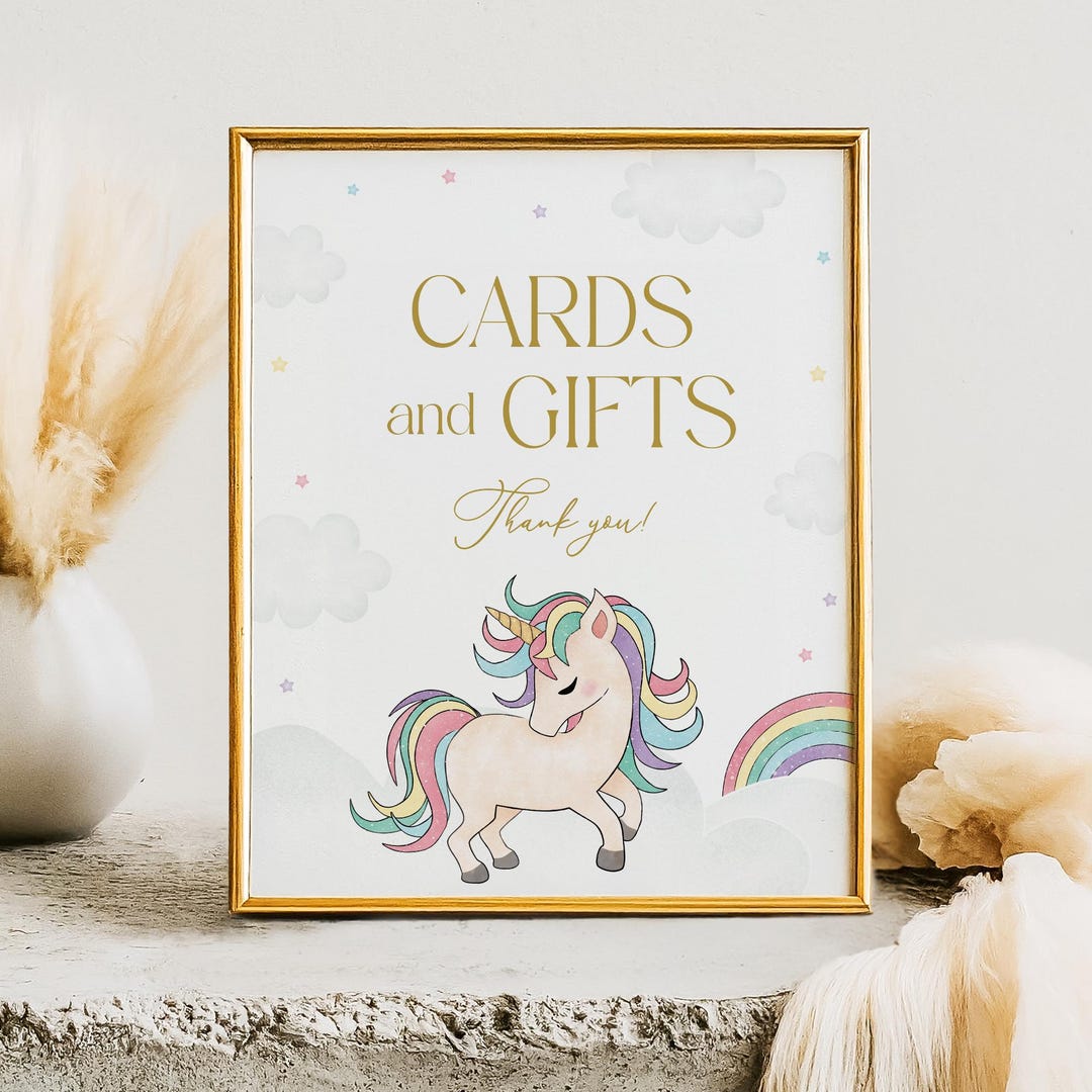 Unicorn Birthday Party Custom Sign, Unicorn and Rainbow Table Sign ...