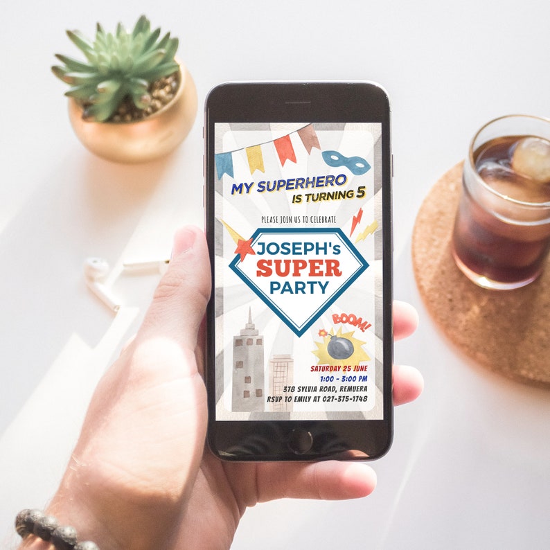 Editable Superhero E-invitation, Superhero Party Digital Invite ...