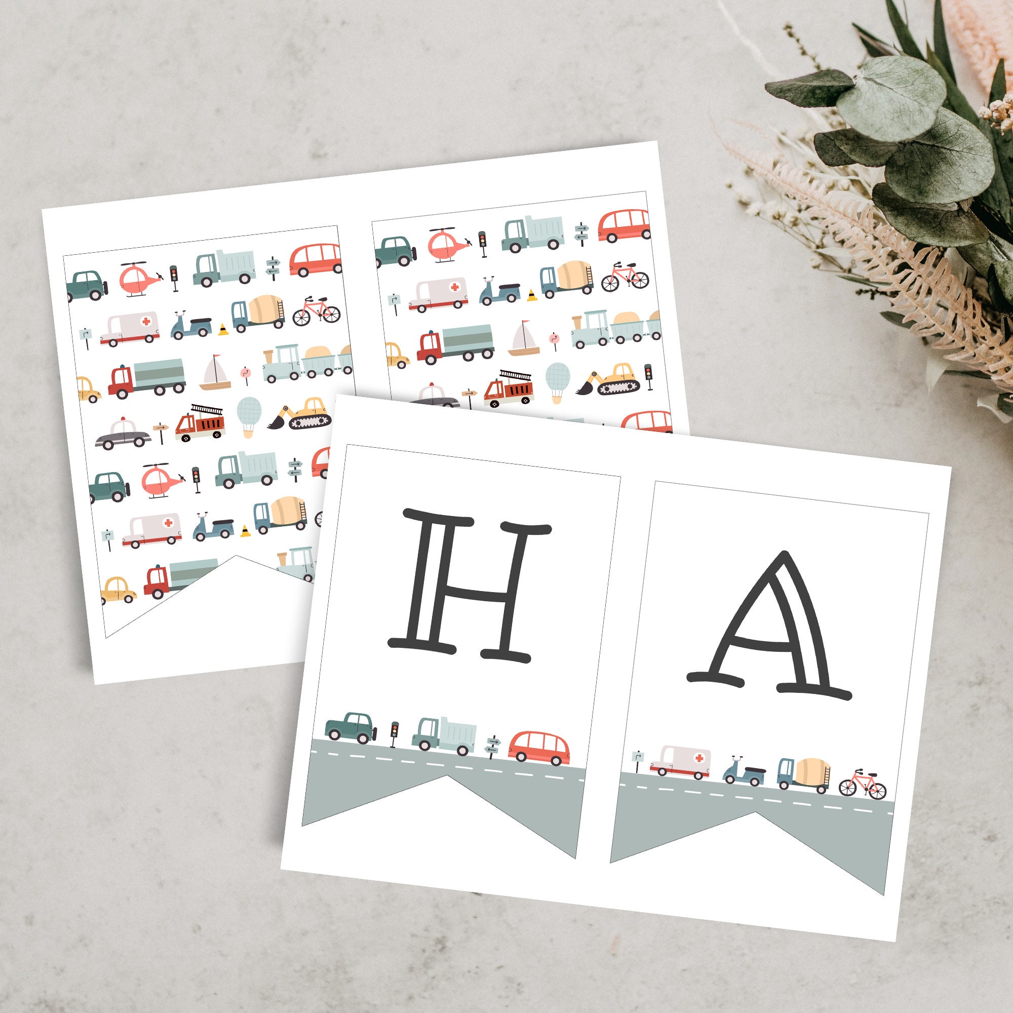 Editable Transportation Happy Birthday Banner, Transportation Bunting ...