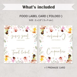 Editable Fairy Birthday Food Label, Magical Fairy Garden Folded Table ...