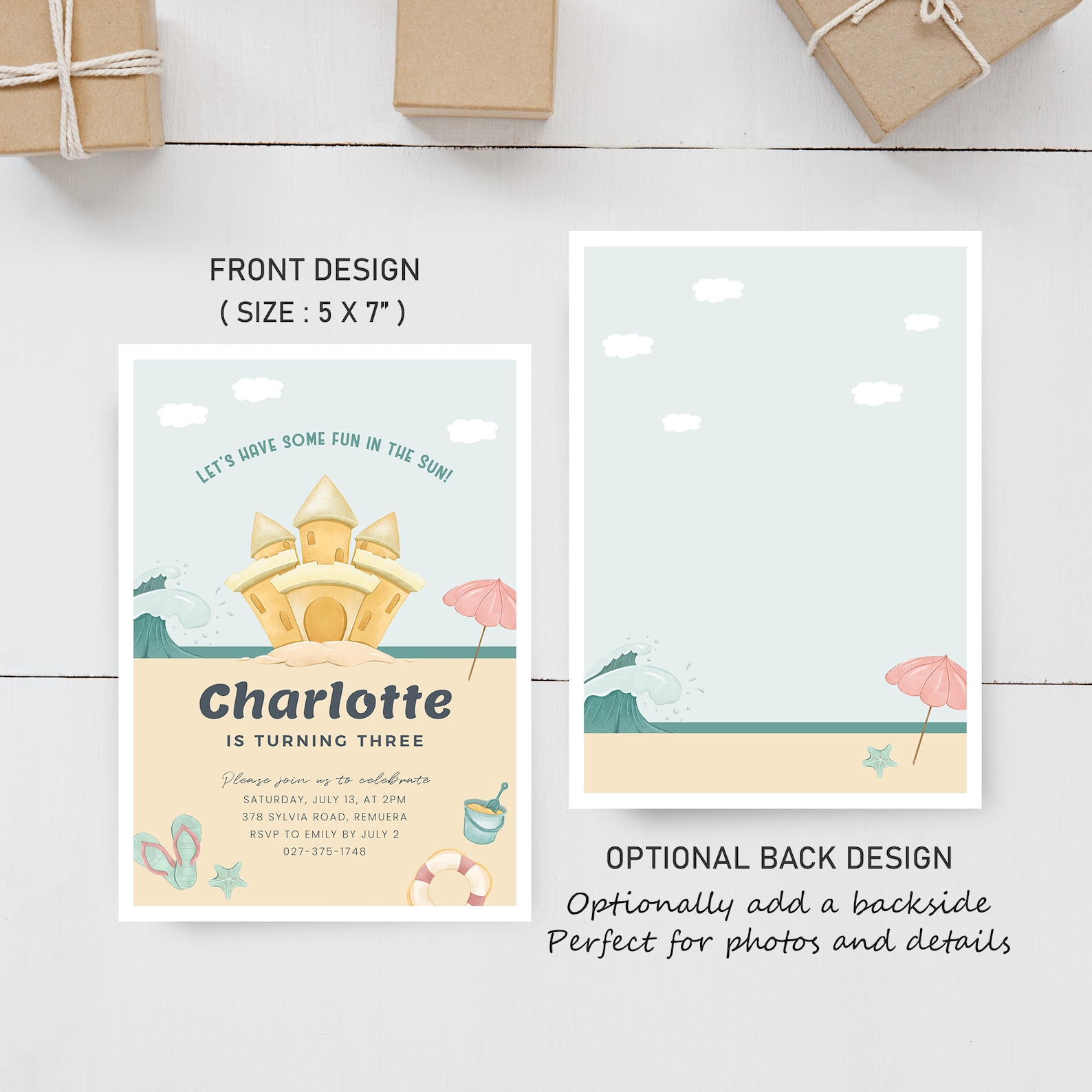 Editable Beach Birthday Party Invitation Modern Beach Invite - Etsy New ...