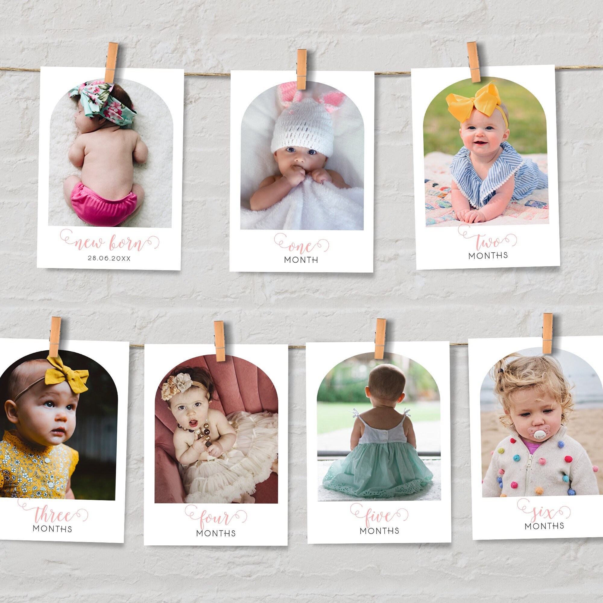 Editable Minimalist First Year Photos Milestone Photos First - Etsy