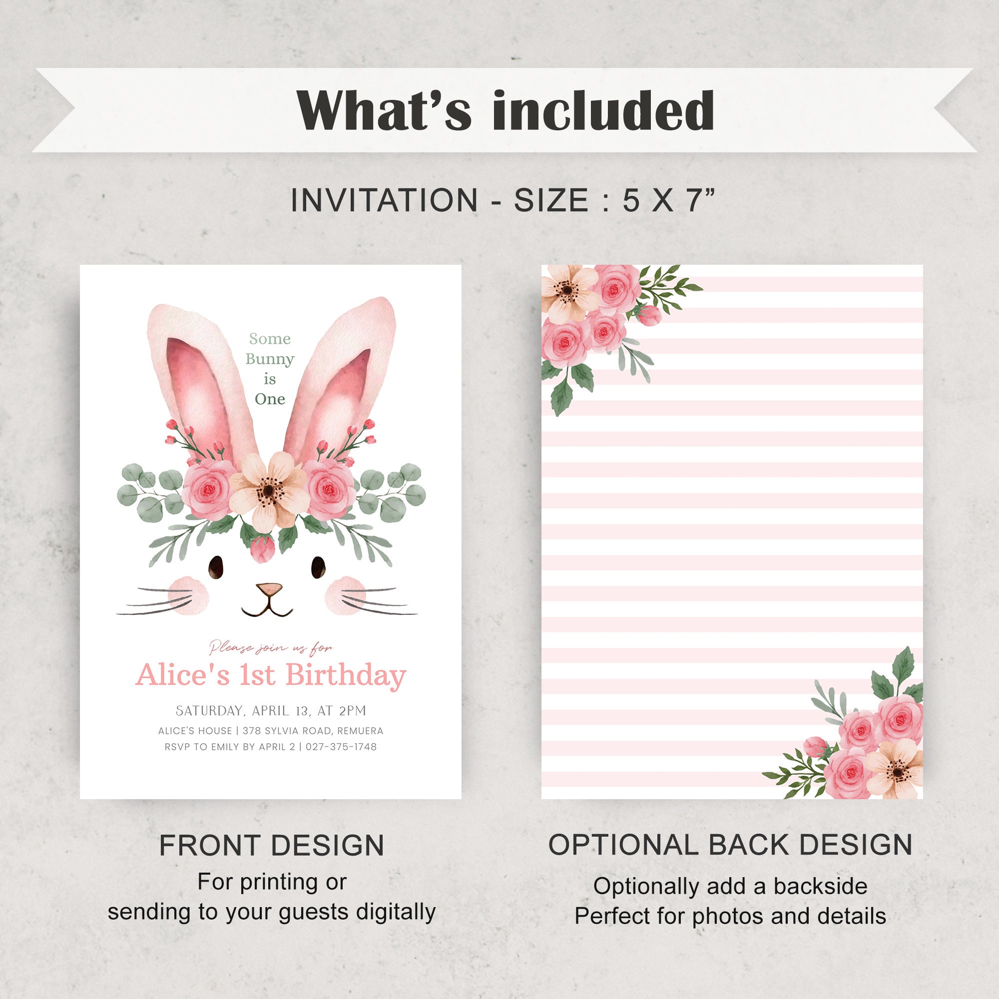 Editable Bunny Birthday Invitation, Some Bunny is One Invite, Easter ...