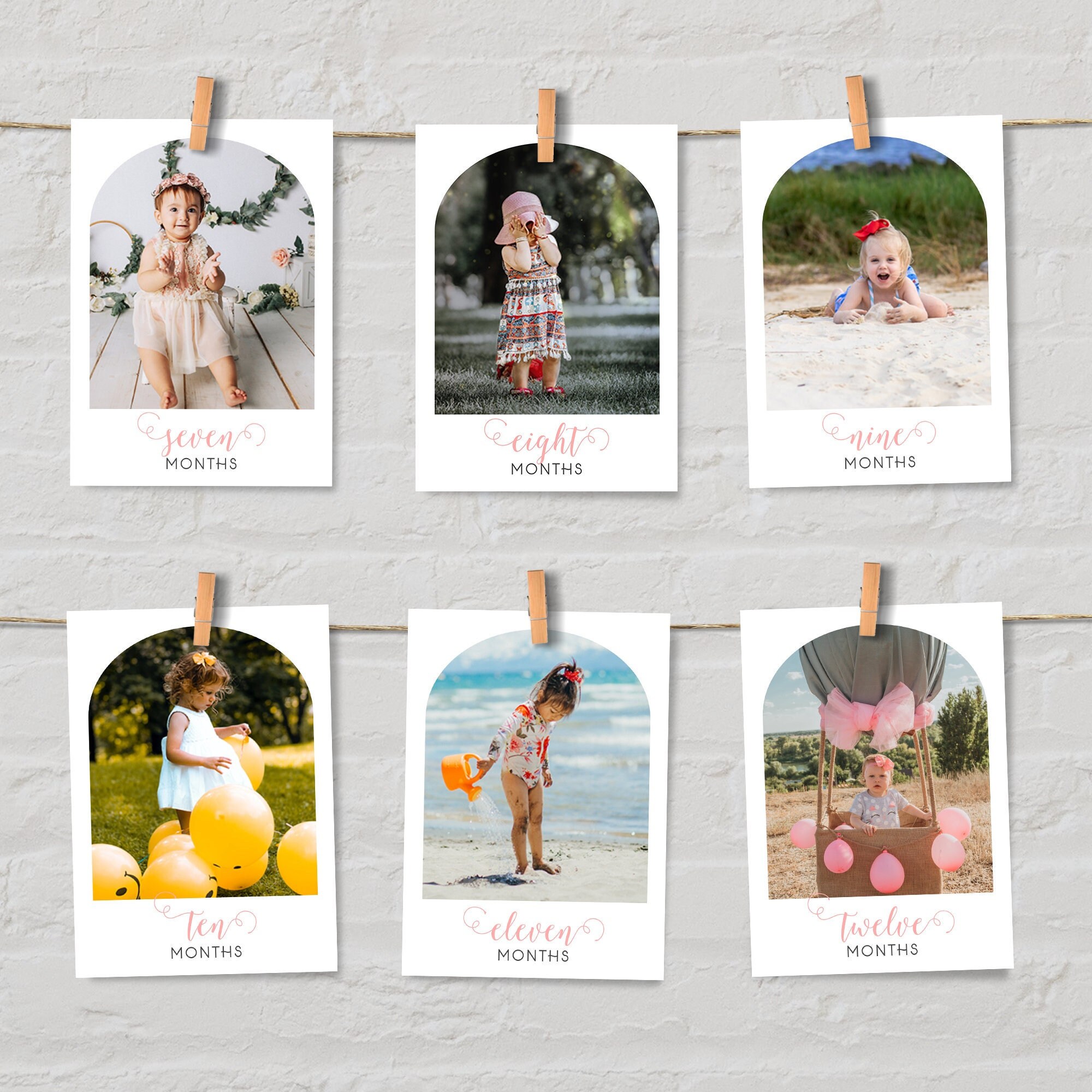 Editable Minimalist First Year Photos Milestone Photos First - Etsy