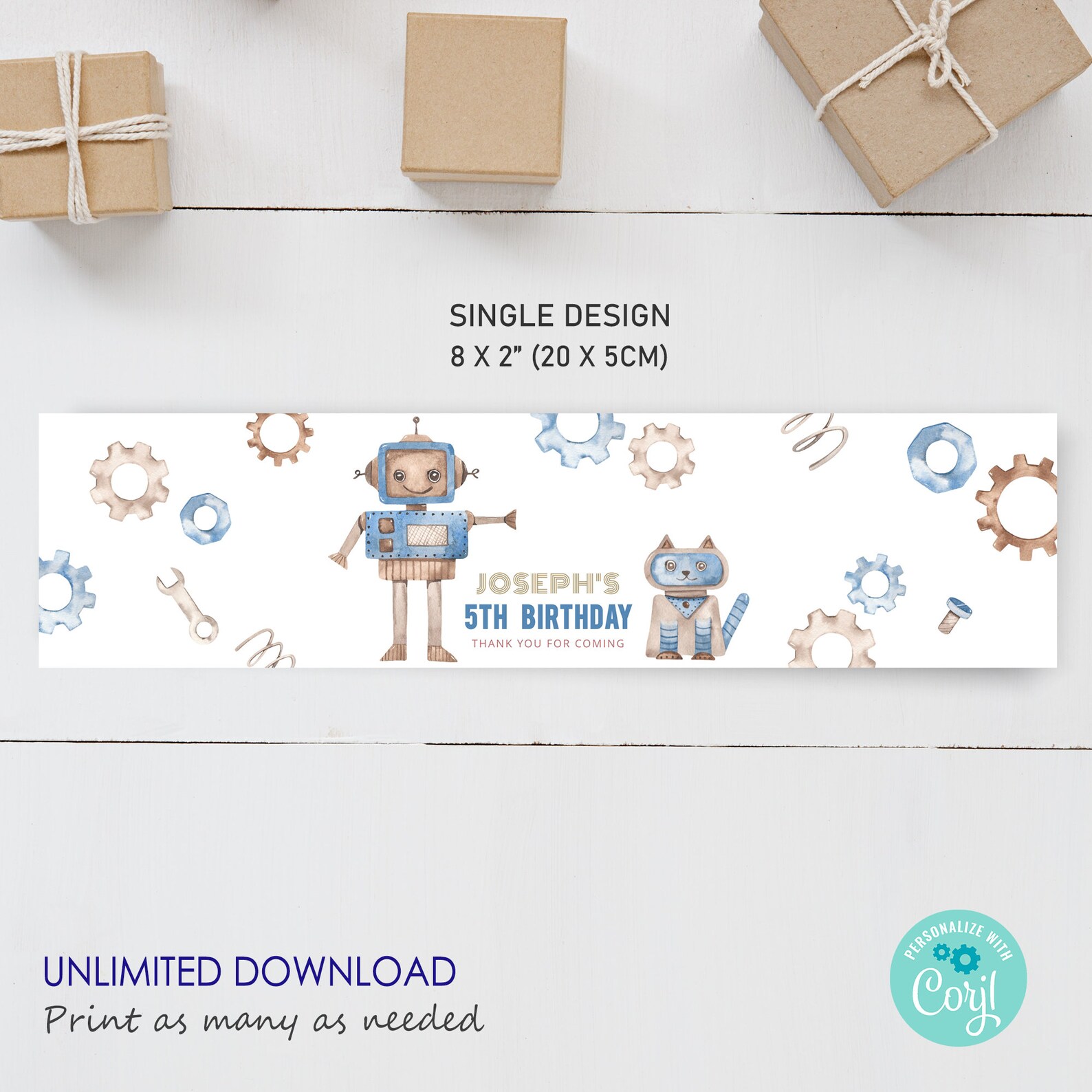 Editable Robot Water Bottle Labels Robot Party Drink Labels - Etsy