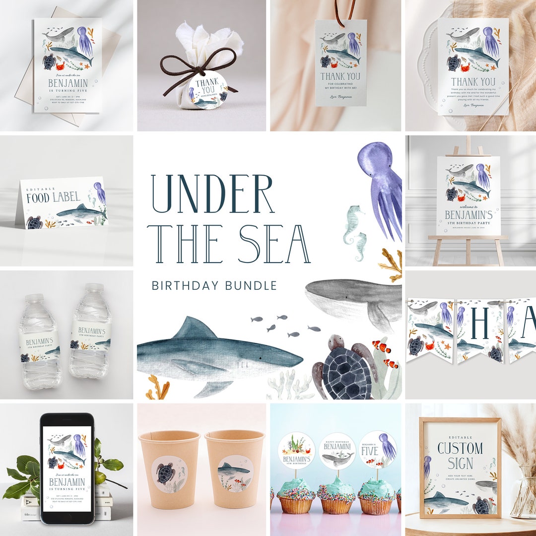 Editable Under the Sea Birthday Bundle, Ocean Animals Birthday ...