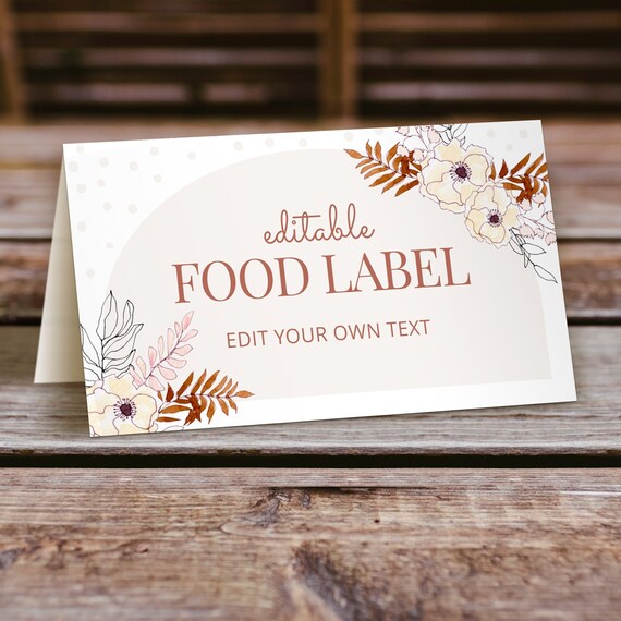 EDITABLE Watercolour Flower Party Food Label Printable - Etsy