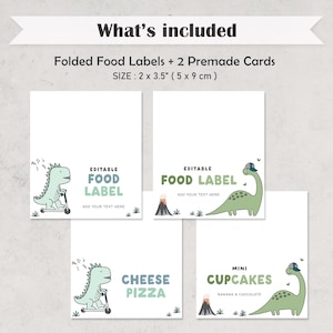 Dinosaur Birthday Food Labels, Dinosaur Party Folded Place Cards, Boy ...