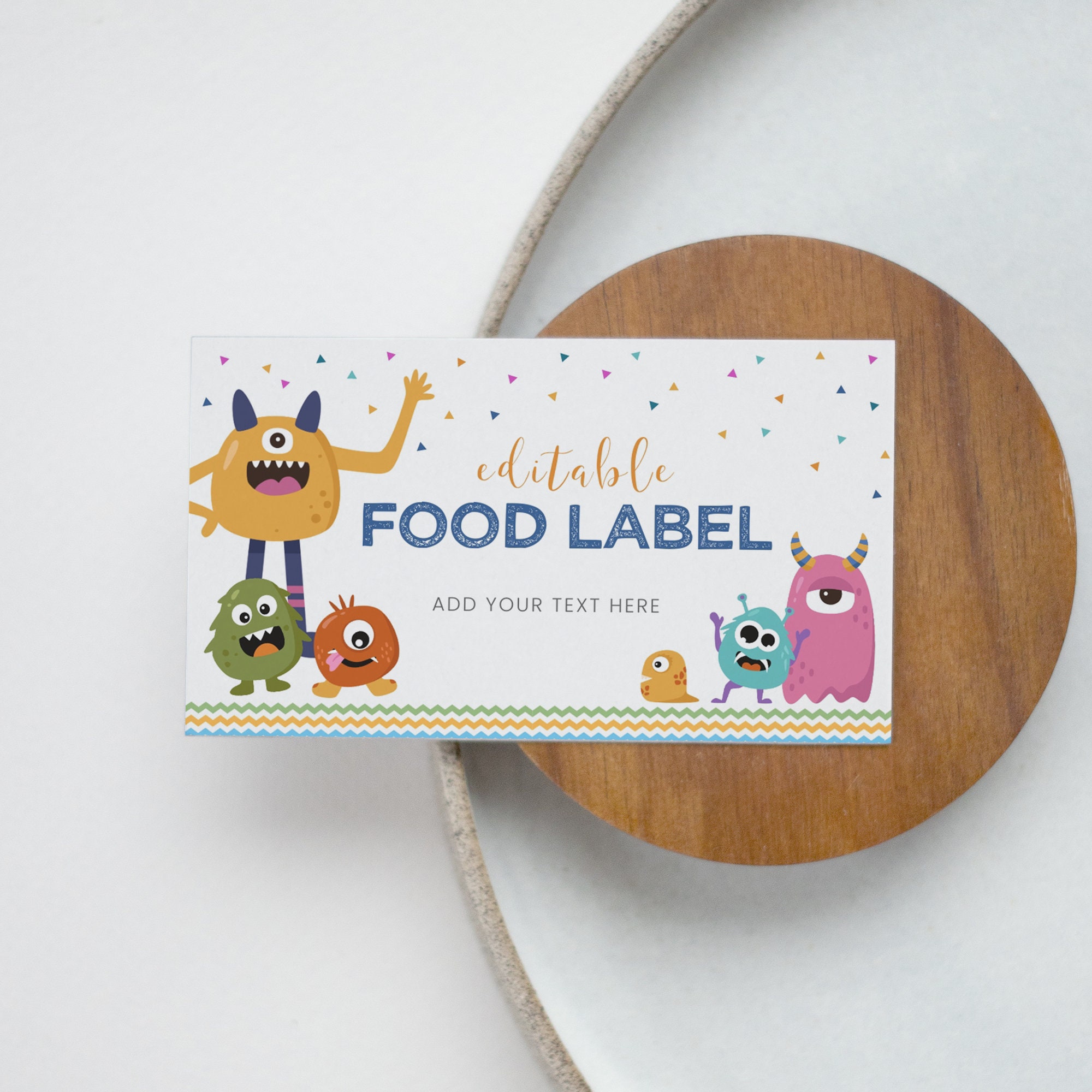 Editable Monster Birthday Food Label, Little Monster Party Folded Card ...