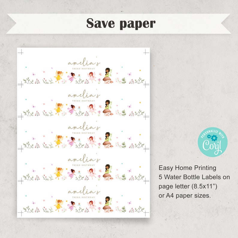 Editable Fairy Birthday Water Bottle Label, Magical Fairy Garden, Girl ...