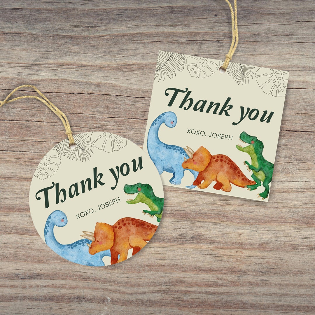 Editable Dinosaur Birthday Favor Tags, Dino-mite Party Gift Tags, Boy ...