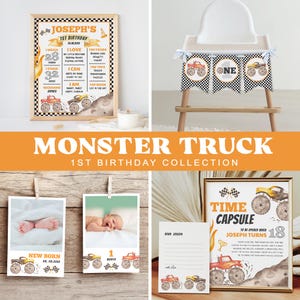 Editable Monster Truck 1st Birthday Bundle, Monster Truck Party ...