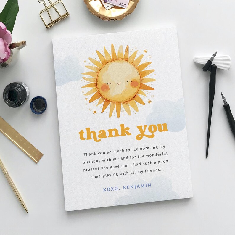 Sun Birthday Thank You Card : First Trip Around the Sun (instant ...