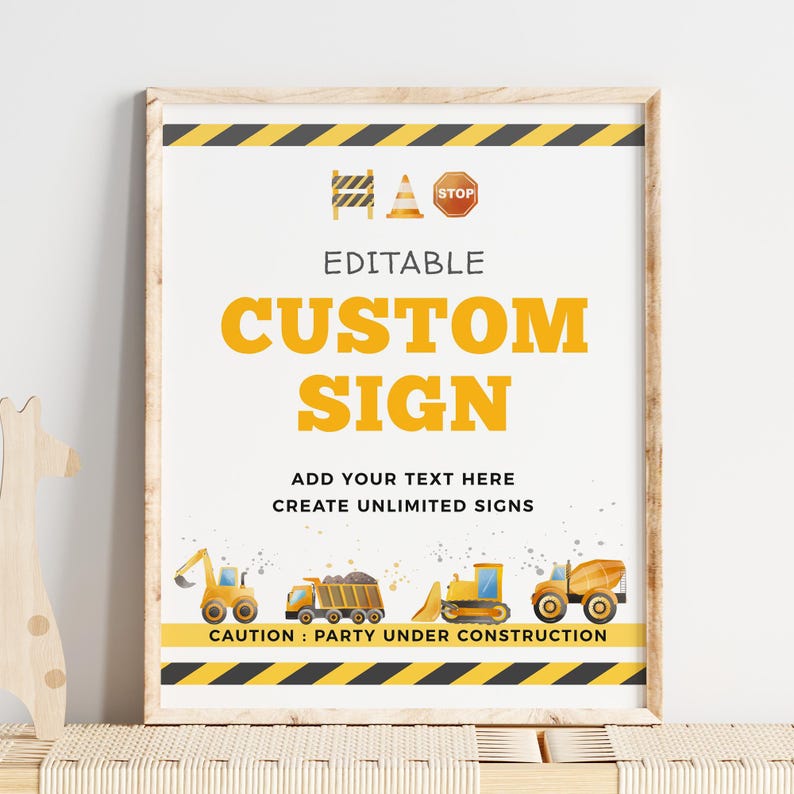 Construction Birthday Custom Sign, Construction Party Table Sign, Dirty ...