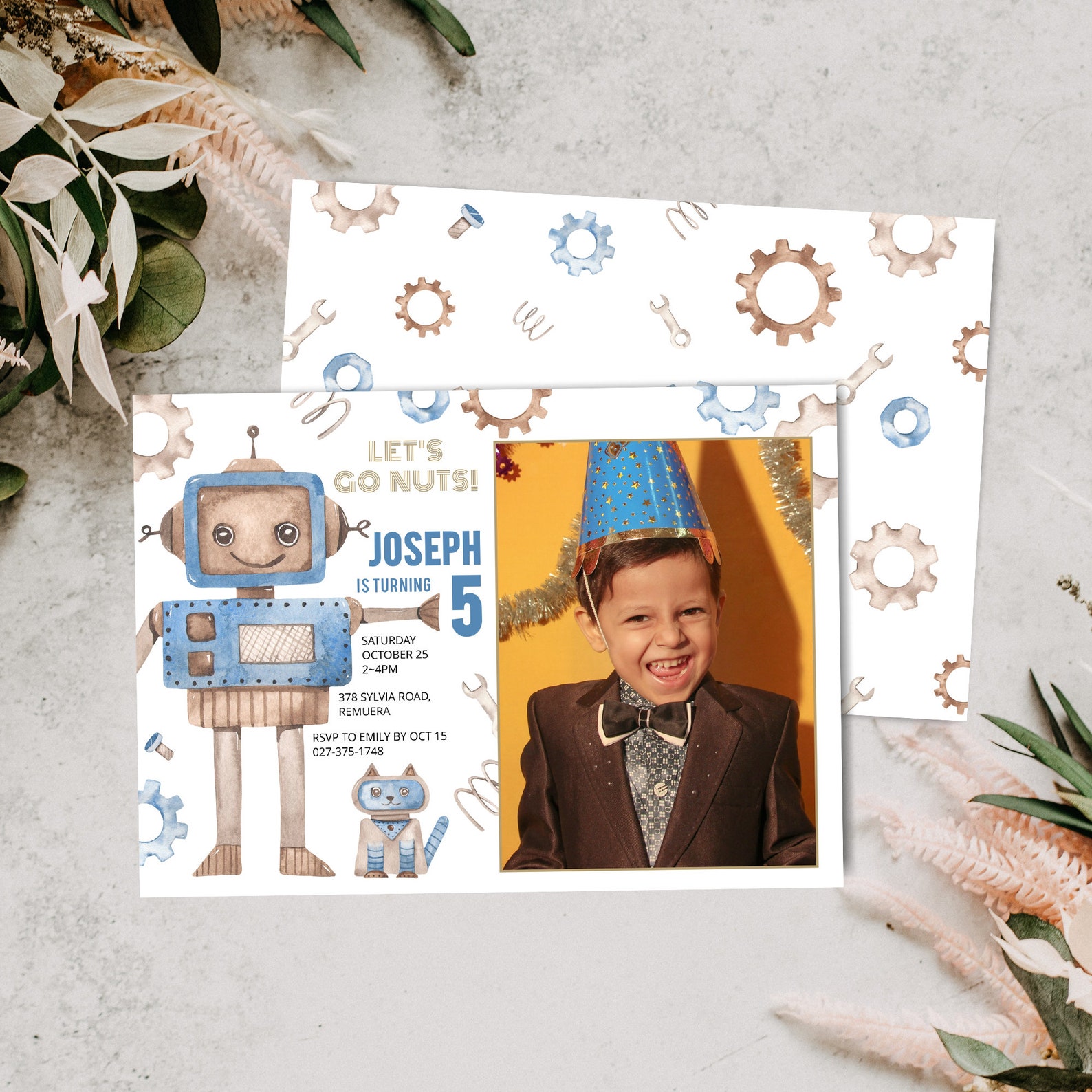 Editable Robot Birthday Invitation With Photo Robot Photo - Etsy