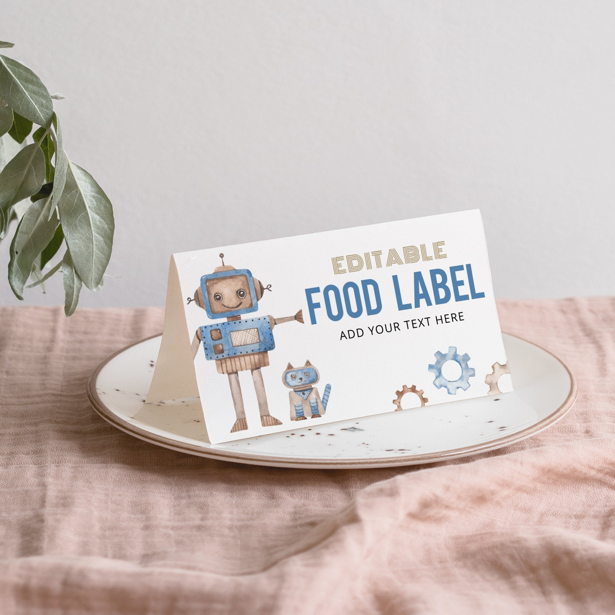 Editable Robot Birthday Food Labels, Robot Party Place Card, Kids ...