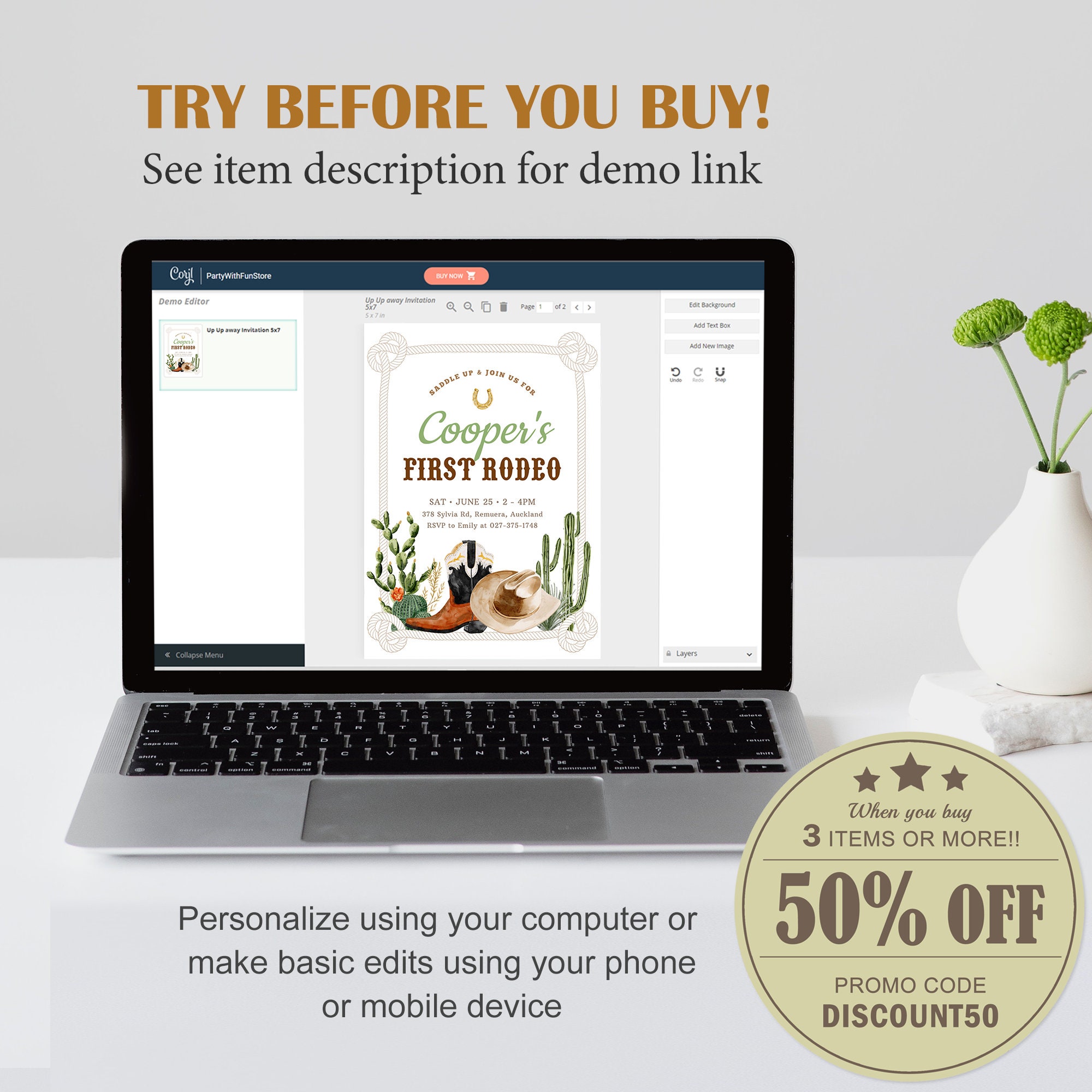 Editable Cowboy Time Capsule Sign, Wild West Message Cards, My First ...