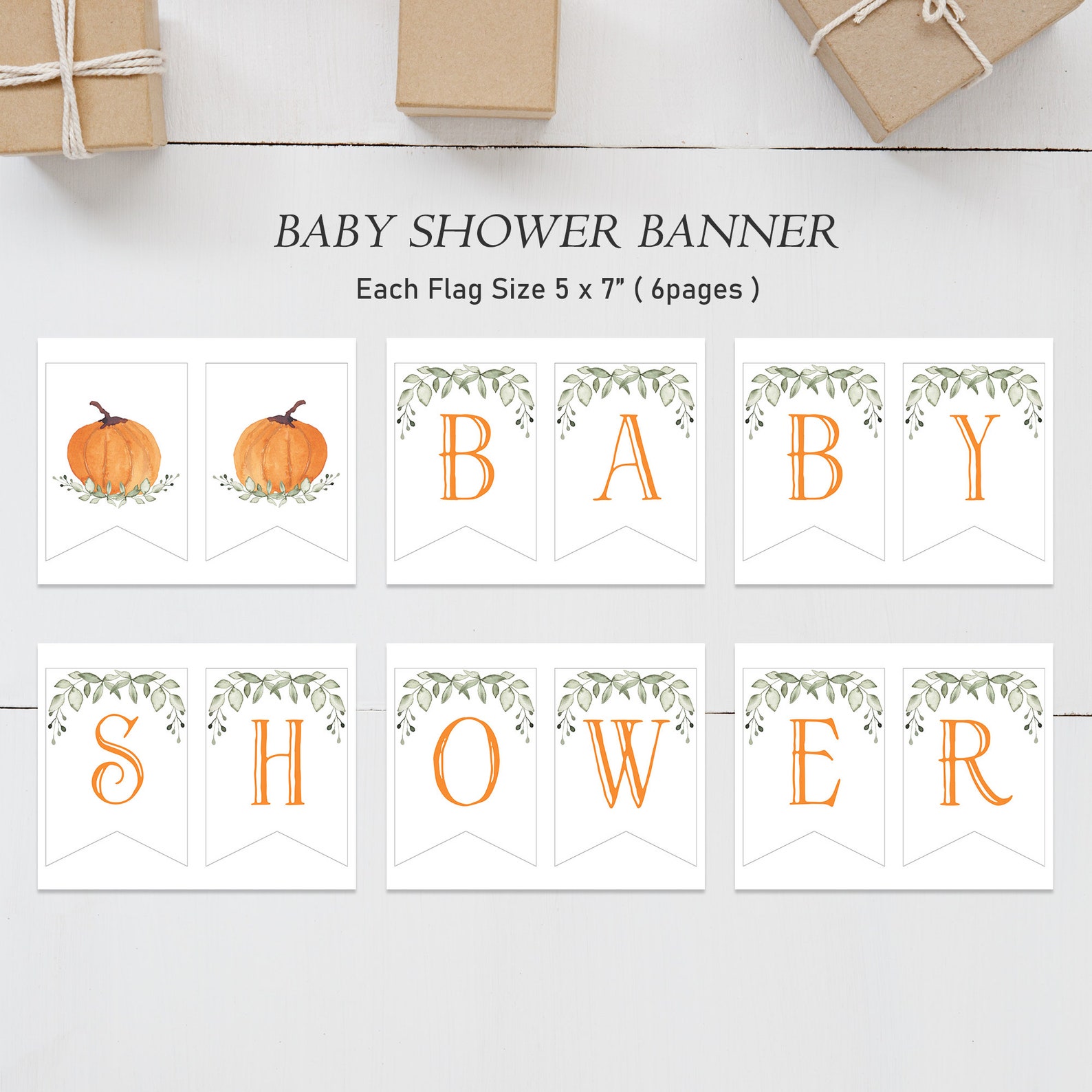 Editable Pumpkin Baby Shower Banner Baby Shower Bunting - Etsy