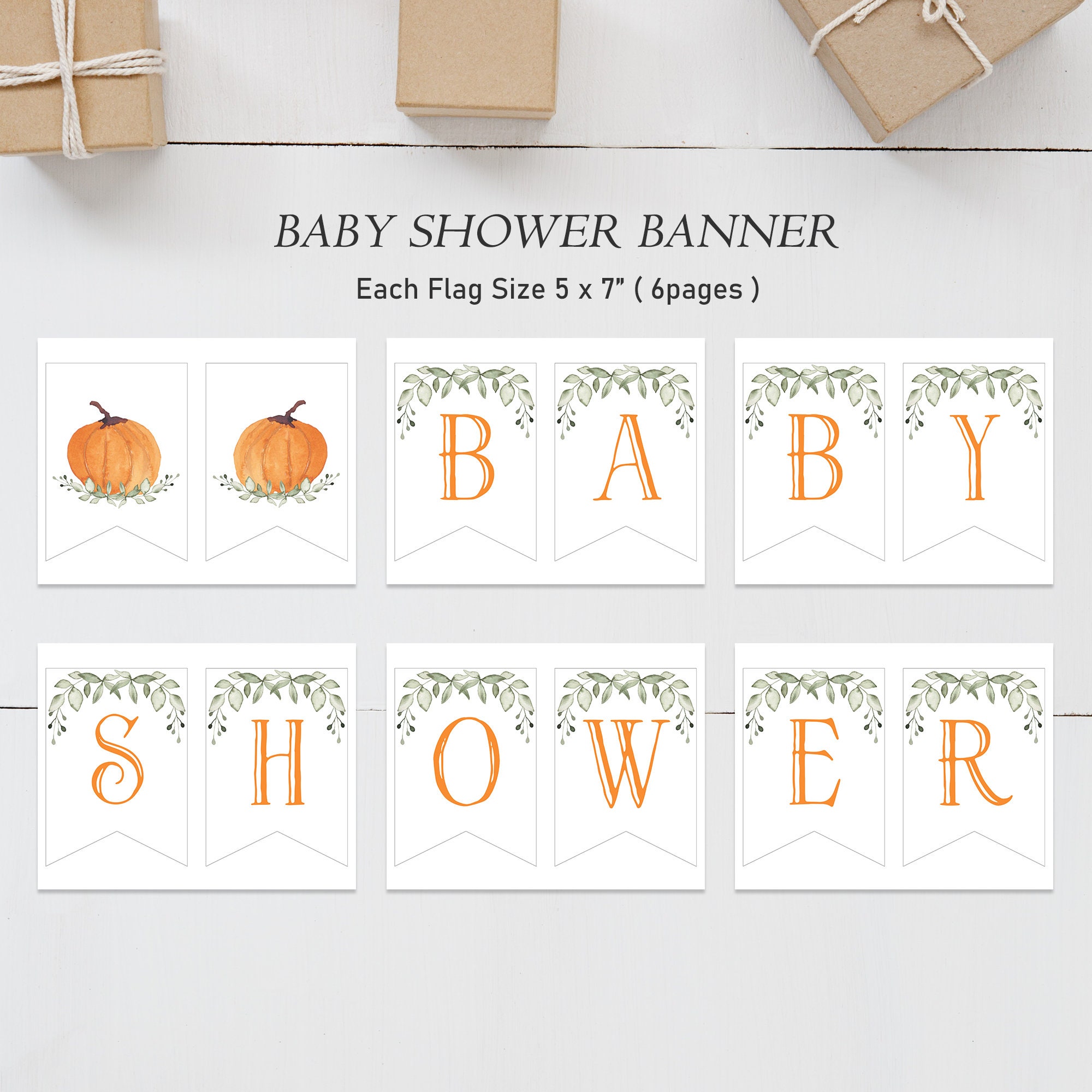 Editable Pumpkin Baby Shower Banner Baby Shower Bunting - Etsy