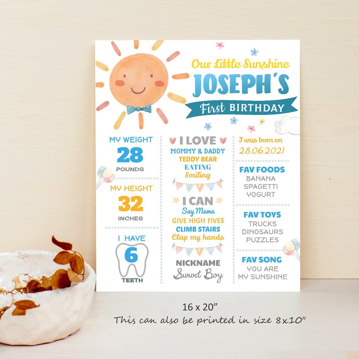 Editable Sunshine Milestone Sign Sunshine First Year Board - Etsy