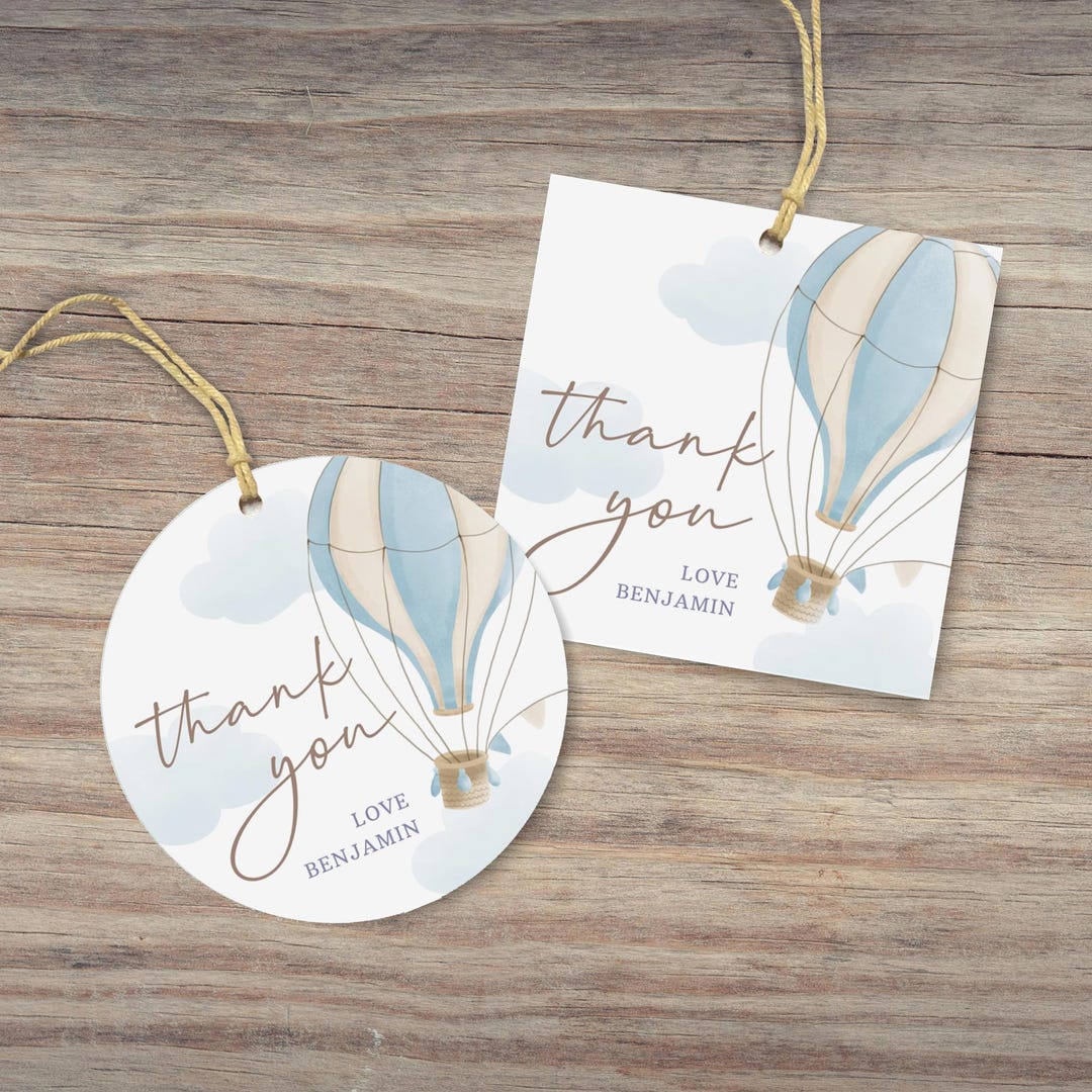 Hot Air Balloon Birthday Favor Tags, up up and Away Gift Tags, Boy 1st ...