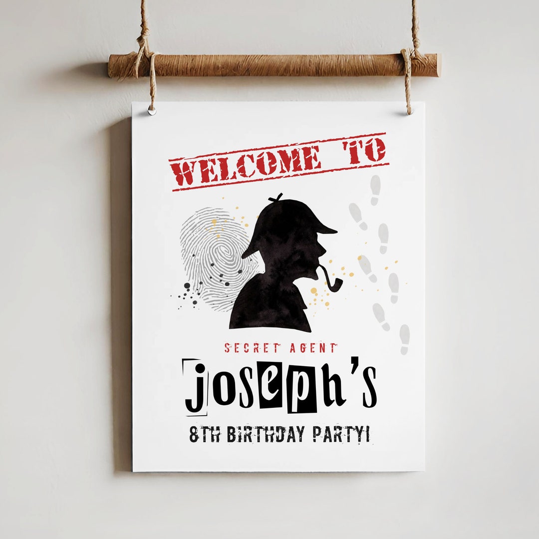 Editable Spy Birthday Welcome Sign, Modern Secret Agent Party Welcome ...