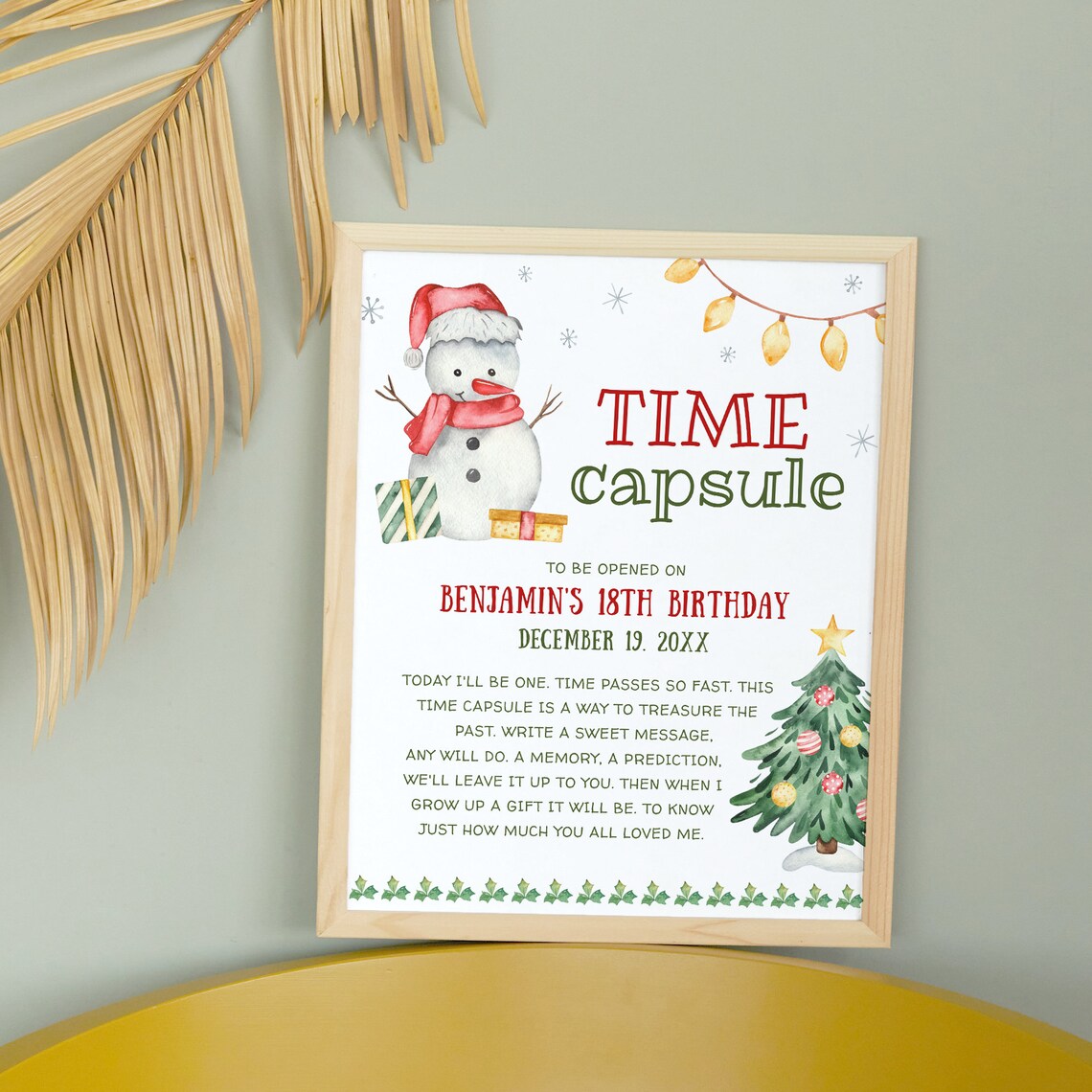 Editable Snowman Time Capsule Sign Snowman Message Cards - Etsy
