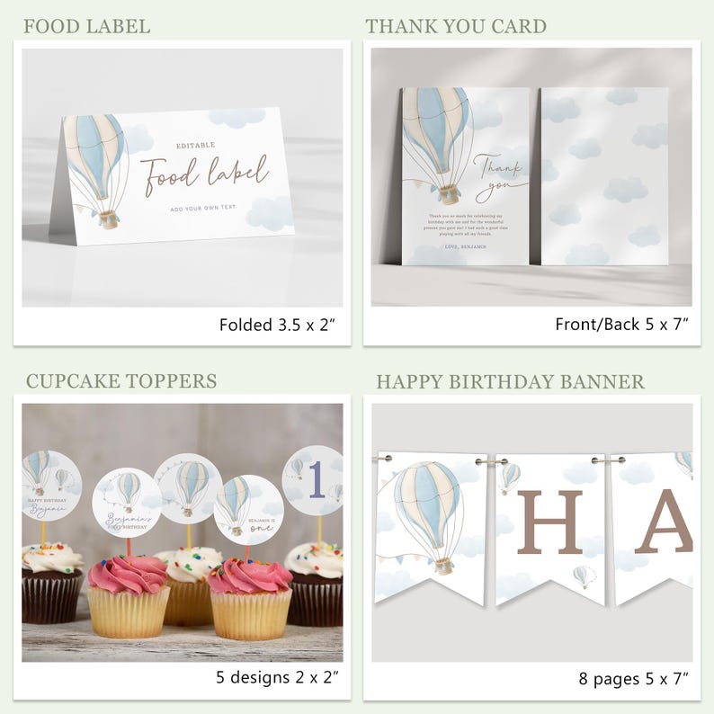 Hot Air Balloon Birthday Bundle, up up and Away Collection, Boy ...