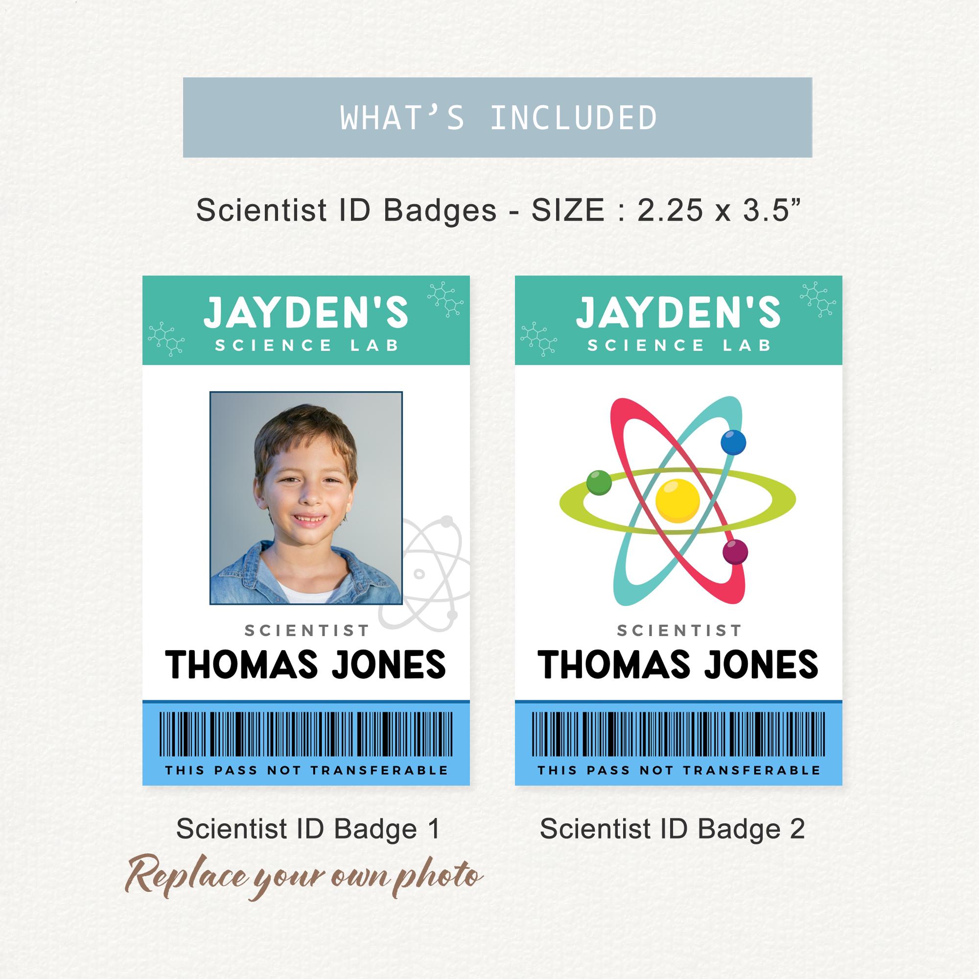 Editable Scientist ID Badge, Mad Scientist Name Tag, Science Birthday ...