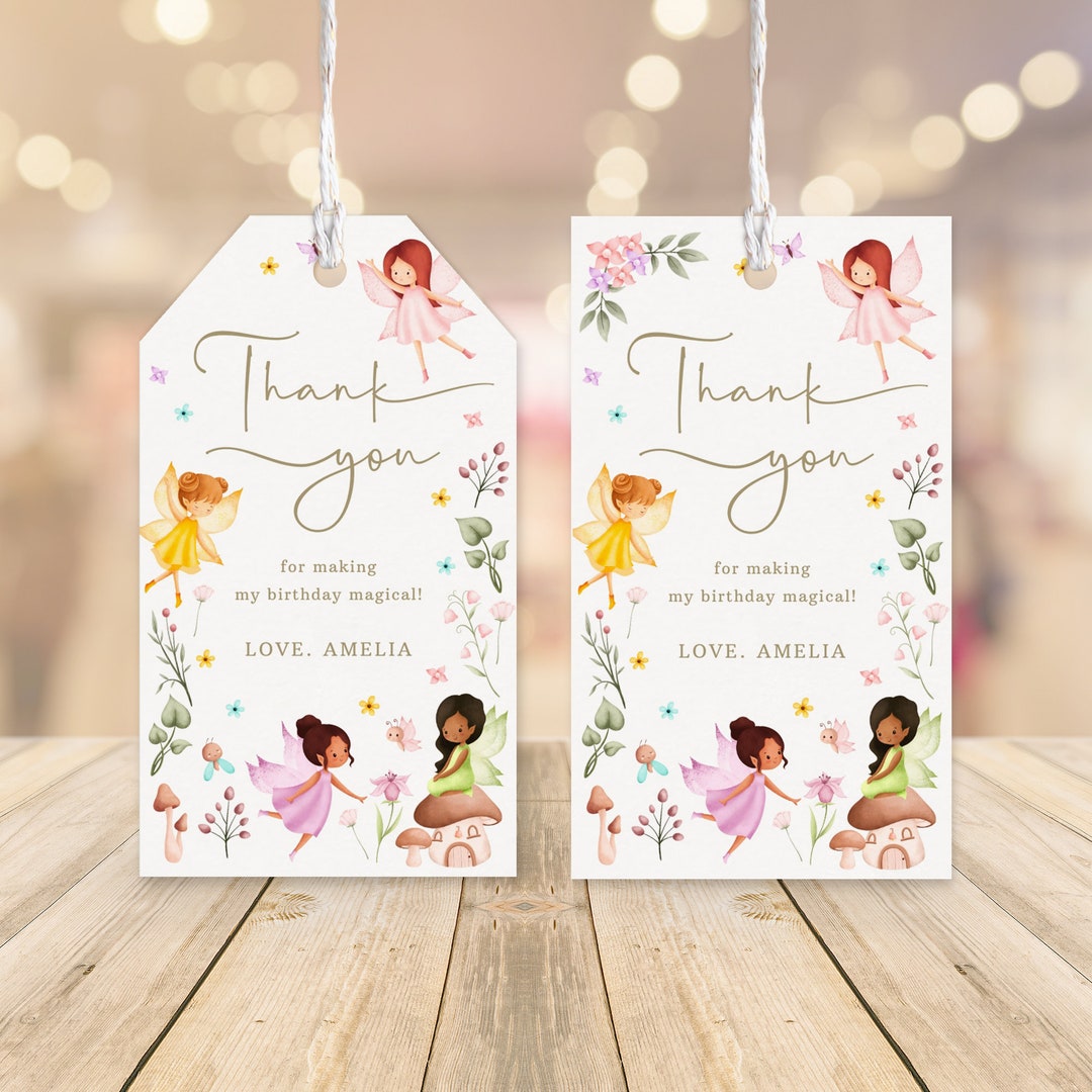 Editable Fairy Birthday Favor Tags, Magical Fairy Garden Party Gift ...