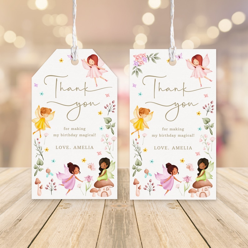 Editable Fairy Birthday Favor Tags, Magical Fairy Garden Party Gift ...