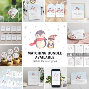 8 Editable Custom Signs, Penguin Baby Shower Custom Signs, Christmas ...
