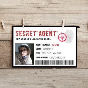 Editable Secret Agent ID, Secret Spy Badge, Spy Name Badge, Spy ...