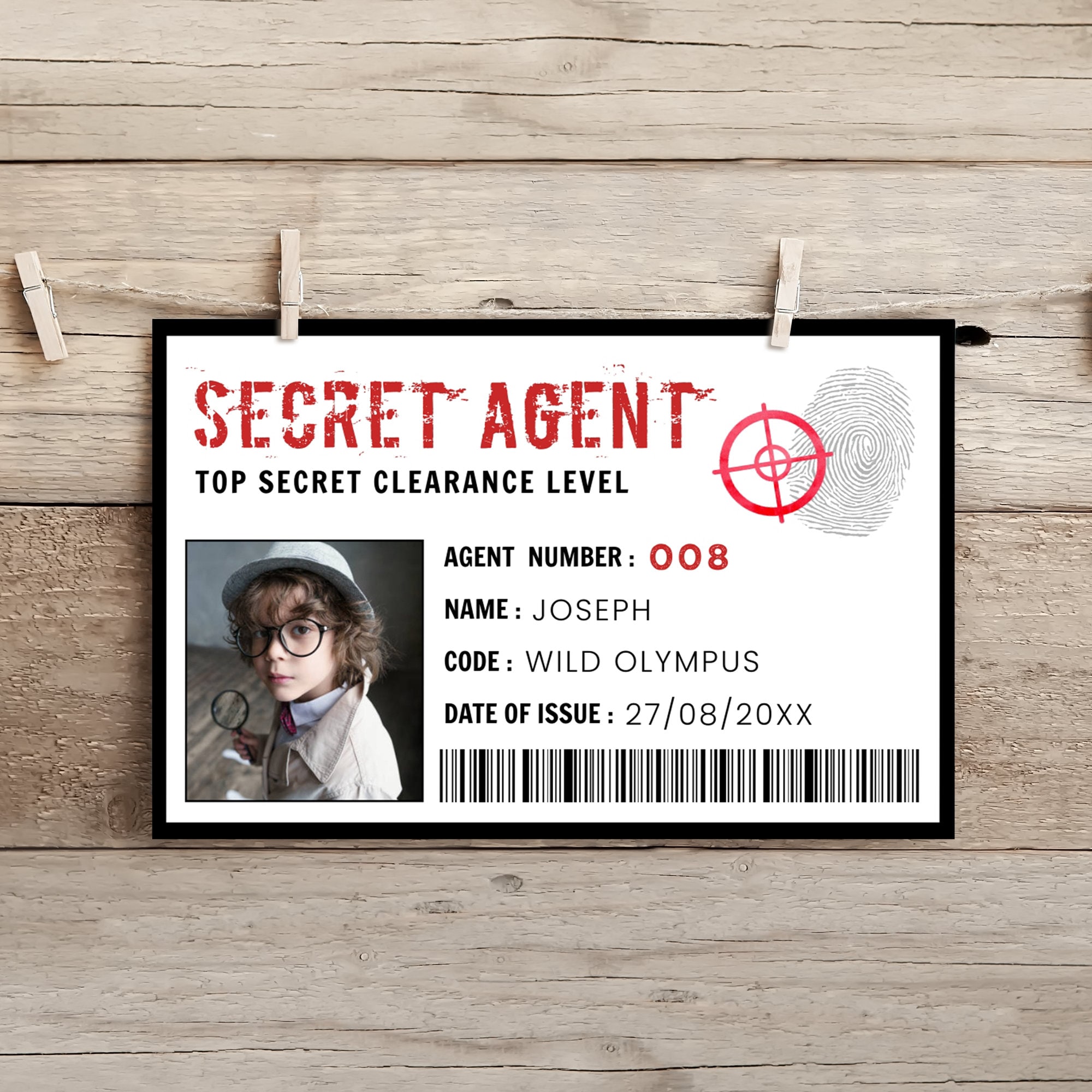Editable Secret Agent ID, Secret Spy Badge, Spy Name Badge, Spy ...