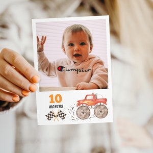 Editable Monster Truck Monthly Photo Banner, Truck Party Milestone ...