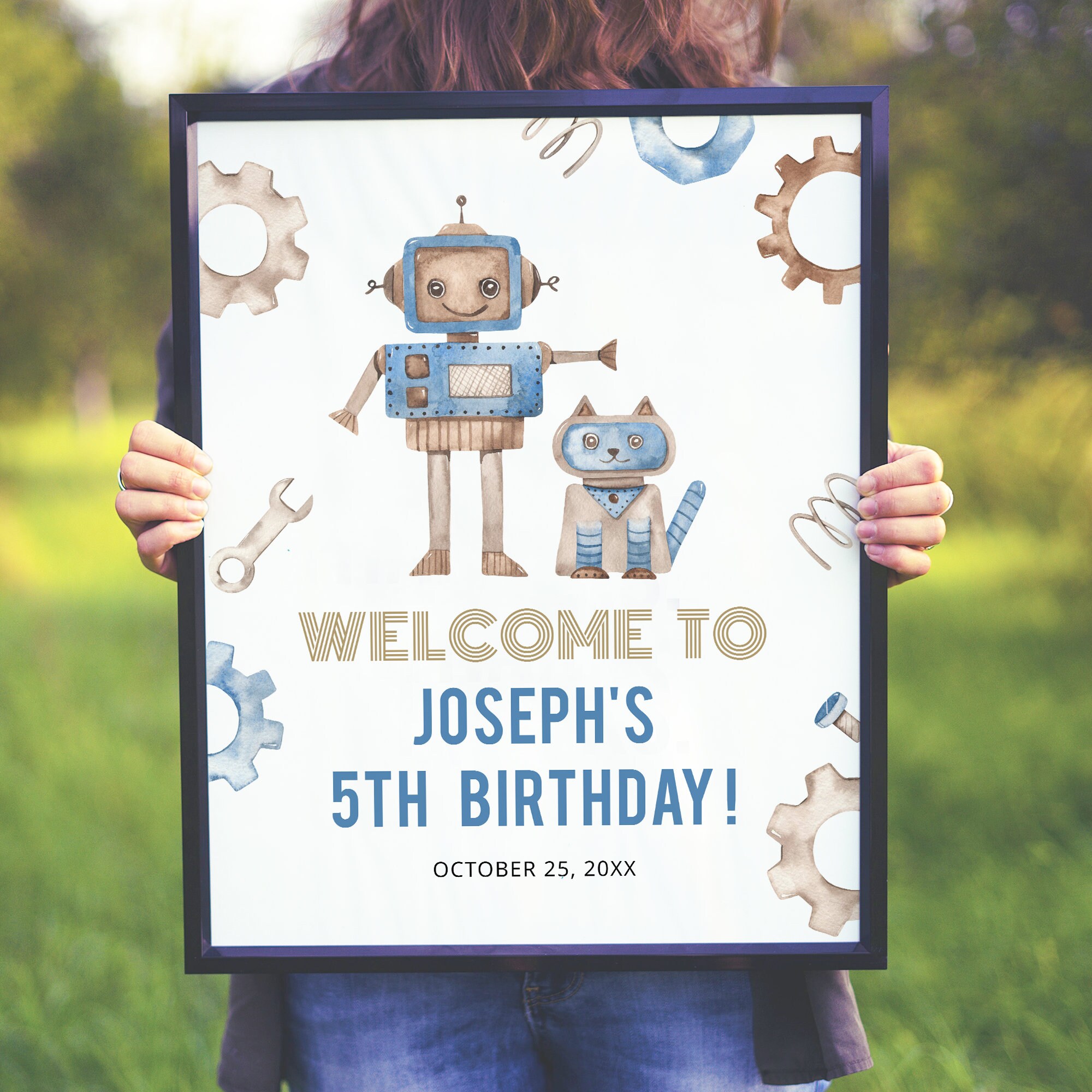 Editable Robot Birthday Welcome Sign Robot Party Welcome - Etsy
