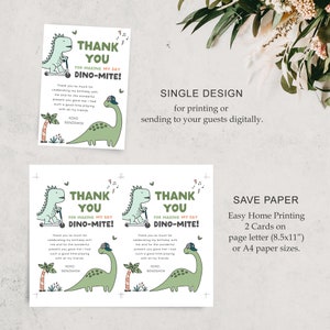 Dinosaur Thank You Card, Dinosaur Thank You Note, Editable Thank You ...