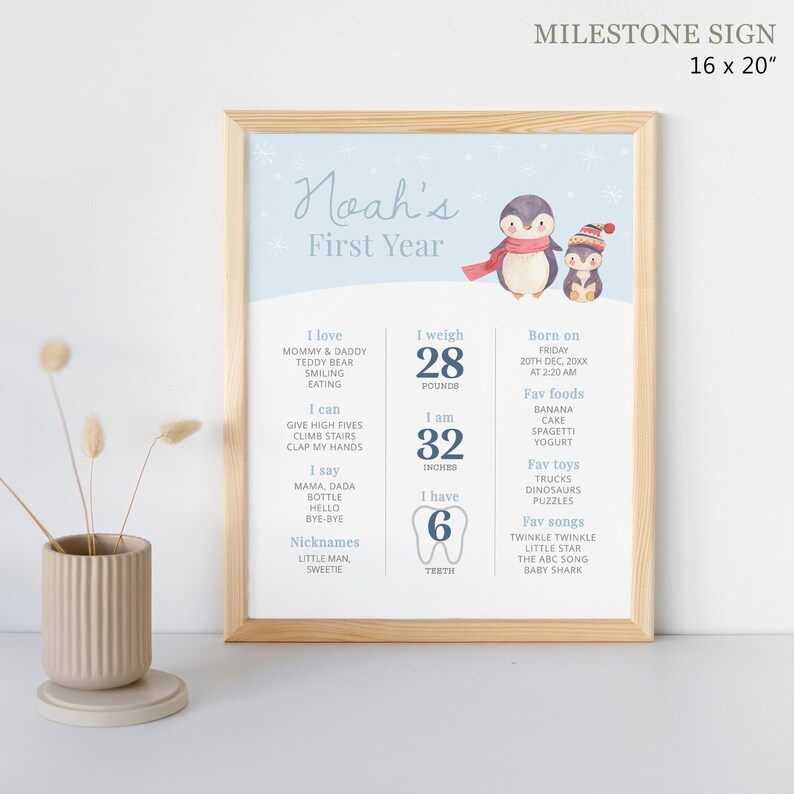 Editable Penguin 1st Birthday Bundle Christmas Party - Etsy