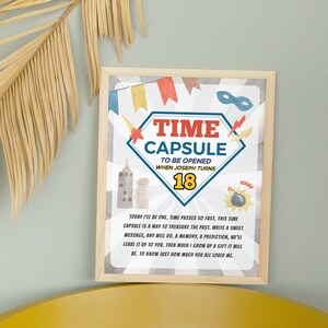 Editable Superhero Time Capsule Sign, Superhero Message Cards, Modern ...