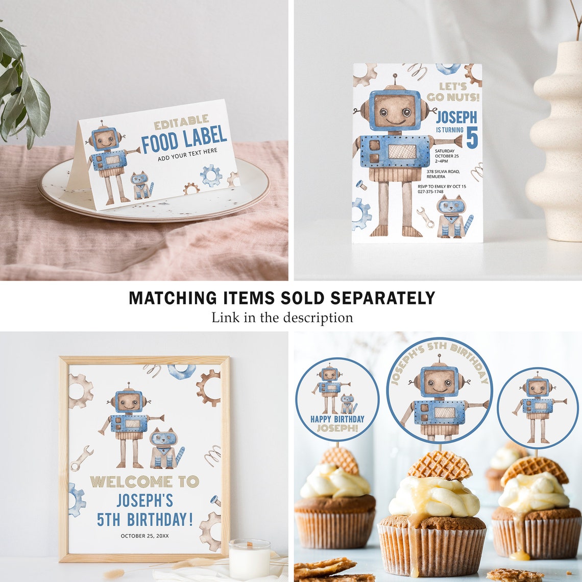 Editable Robot Water Bottle Labels Robot Party Drink Labels - Etsy