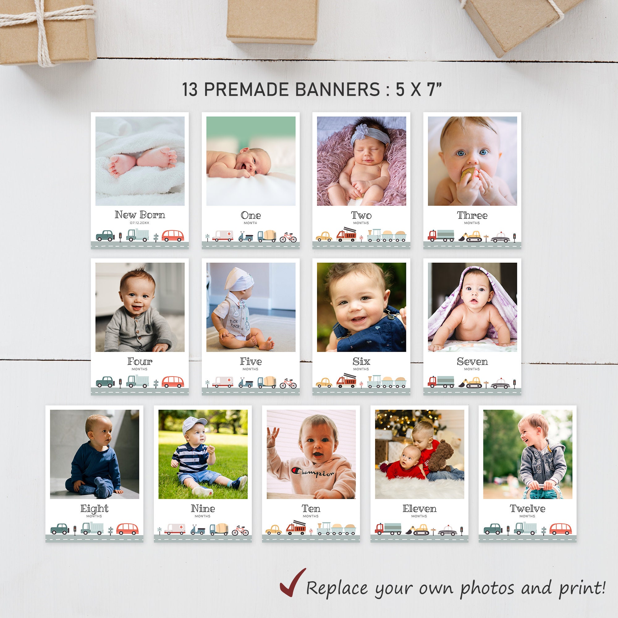 Editable Transportation Monthly Photo Banner Vehicle - Etsy