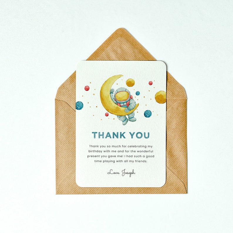 Editable Astronaut Birthday Thank You Card Space-tacular - Etsy