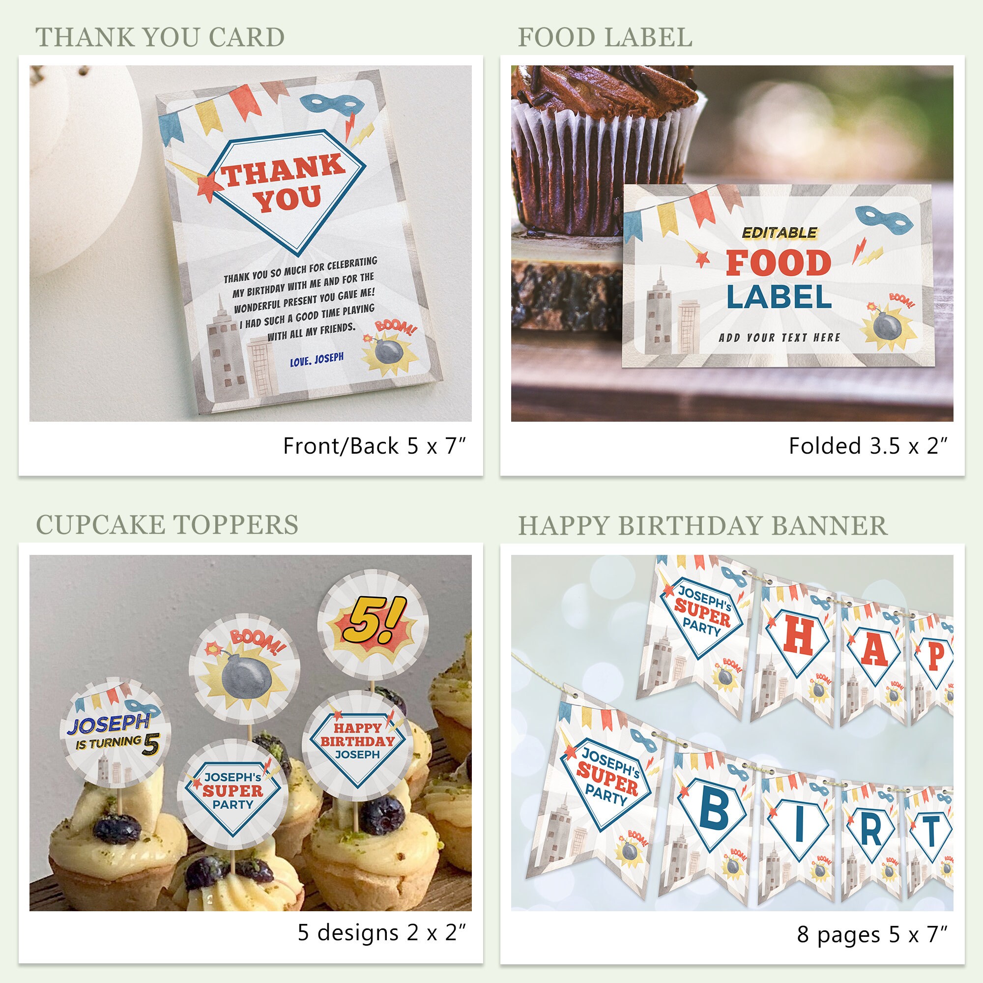 Editable Superhero Birthday Bundle Superhero Party - Etsy