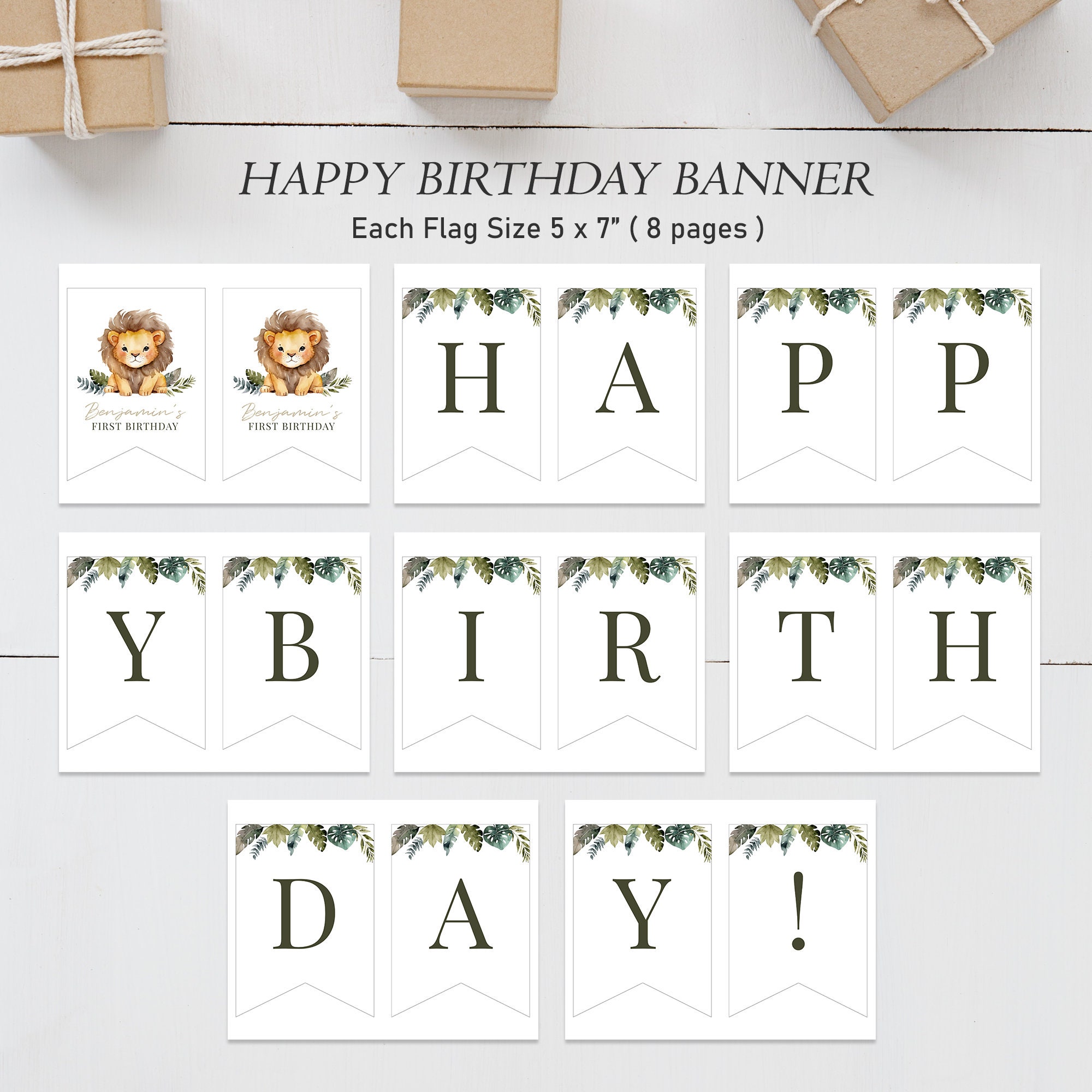 Editable Lion Happy Birthday Banner Lion Bunting Banner - Etsy New Zealand