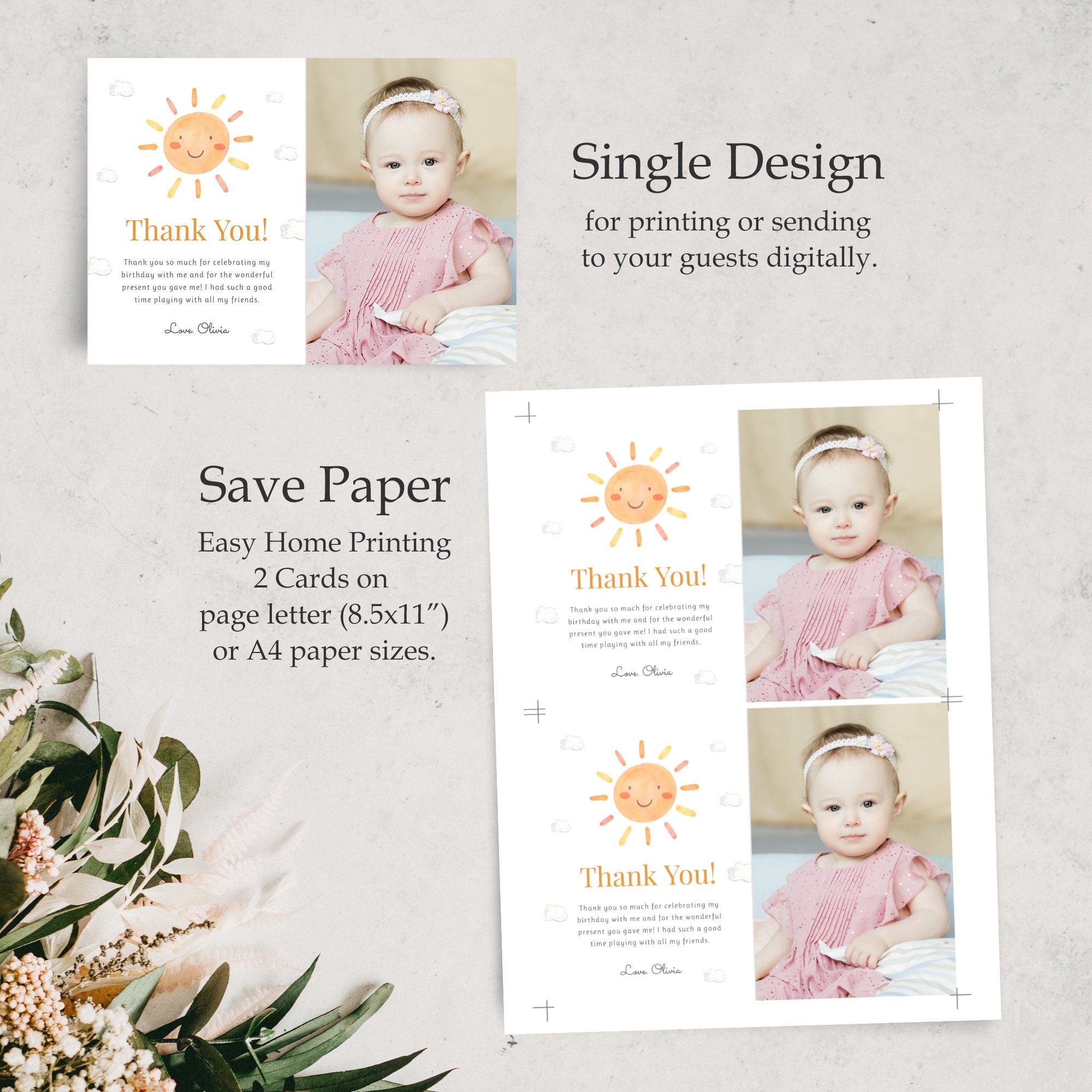 Editable Sunshine Thank You Card With Photo First Trip Around - Etsy