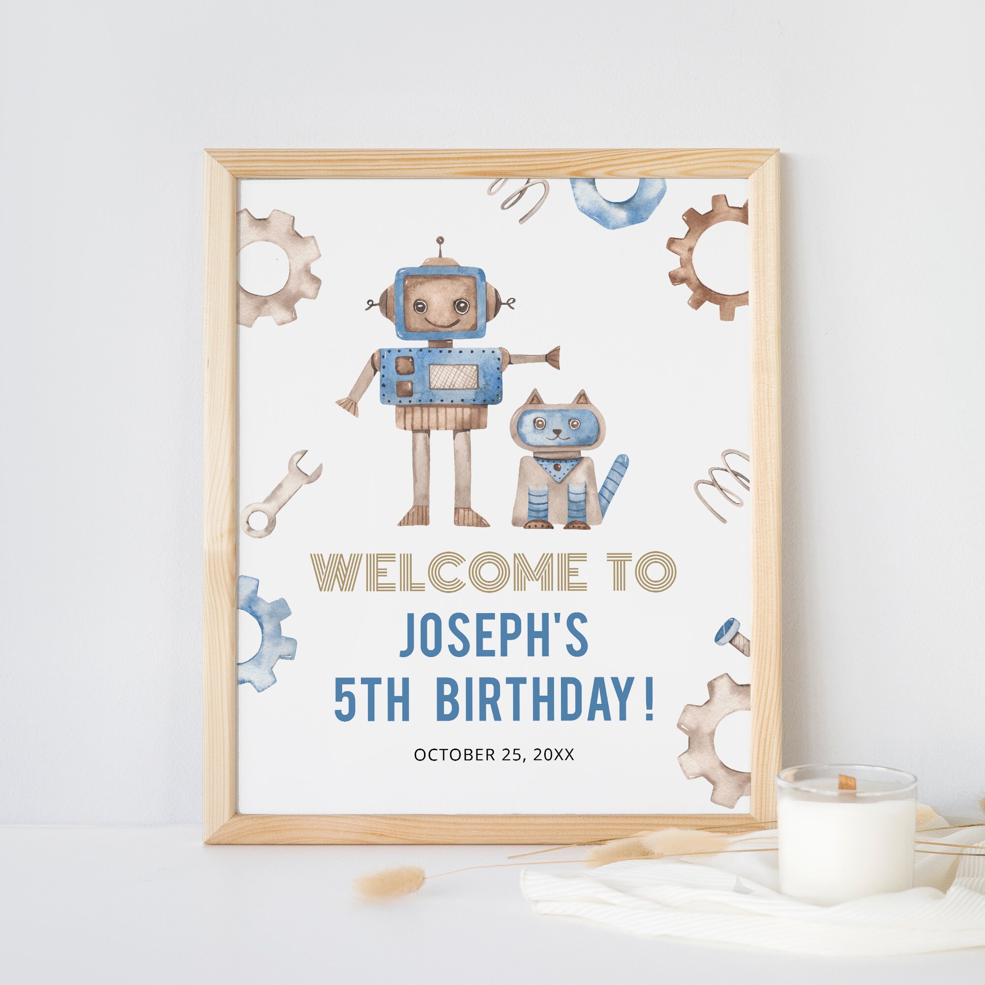 Editable Robot Birthday Welcome Sign Robot Party Welcome - Etsy