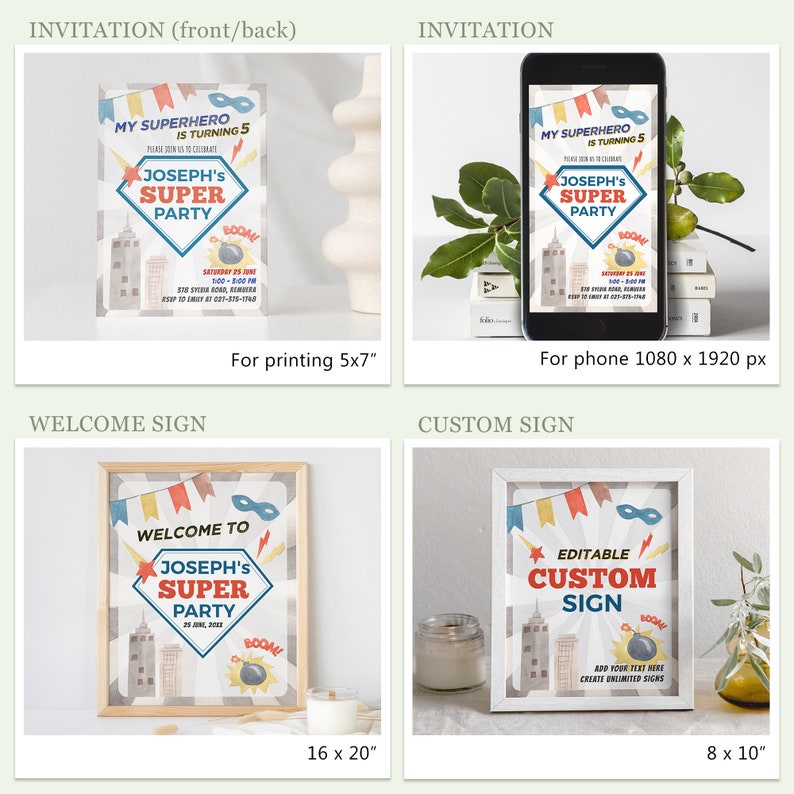 Editable Superhero Birthday Bundle Superhero Party - Etsy