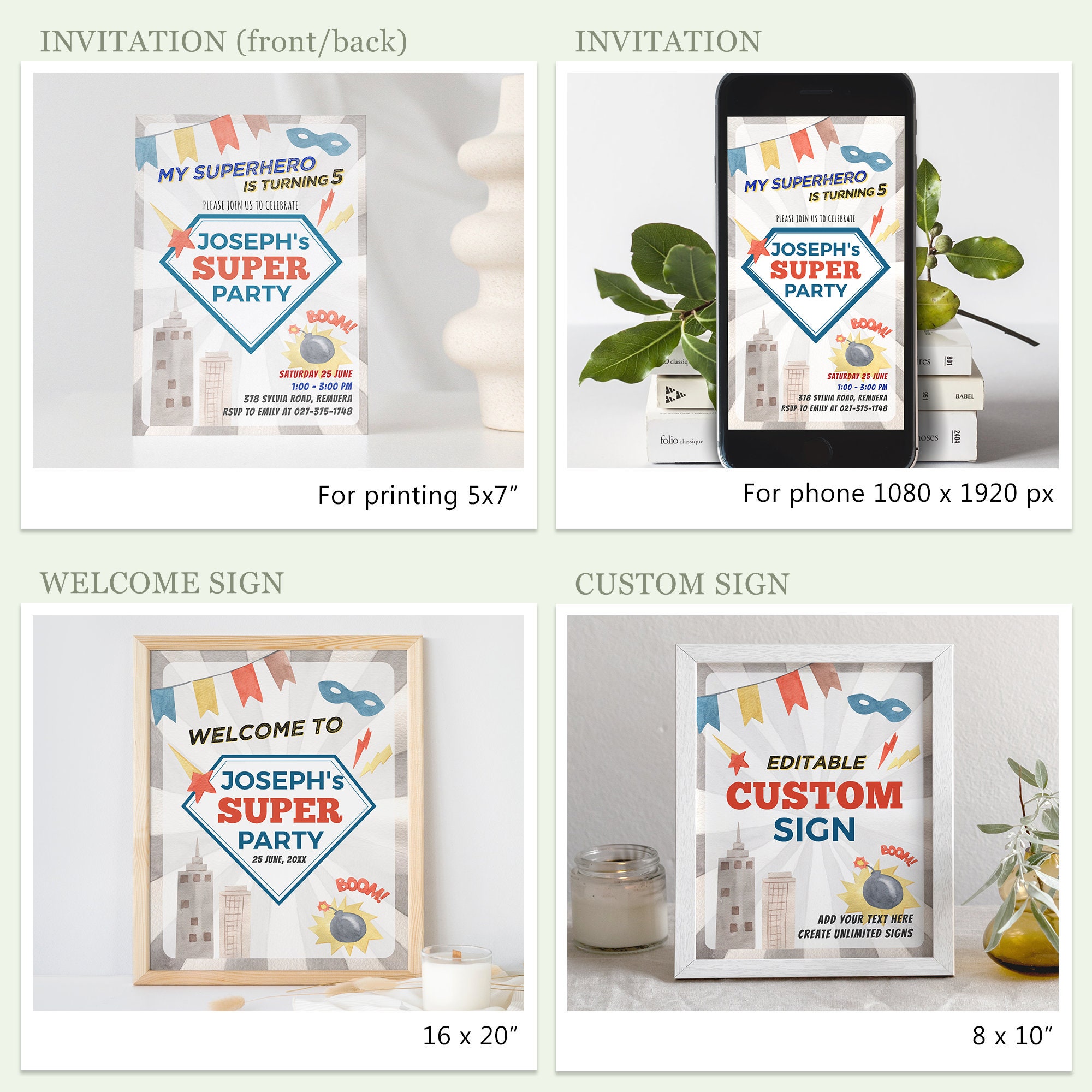 Editable Superhero Birthday Bundle Superhero Party - Etsy