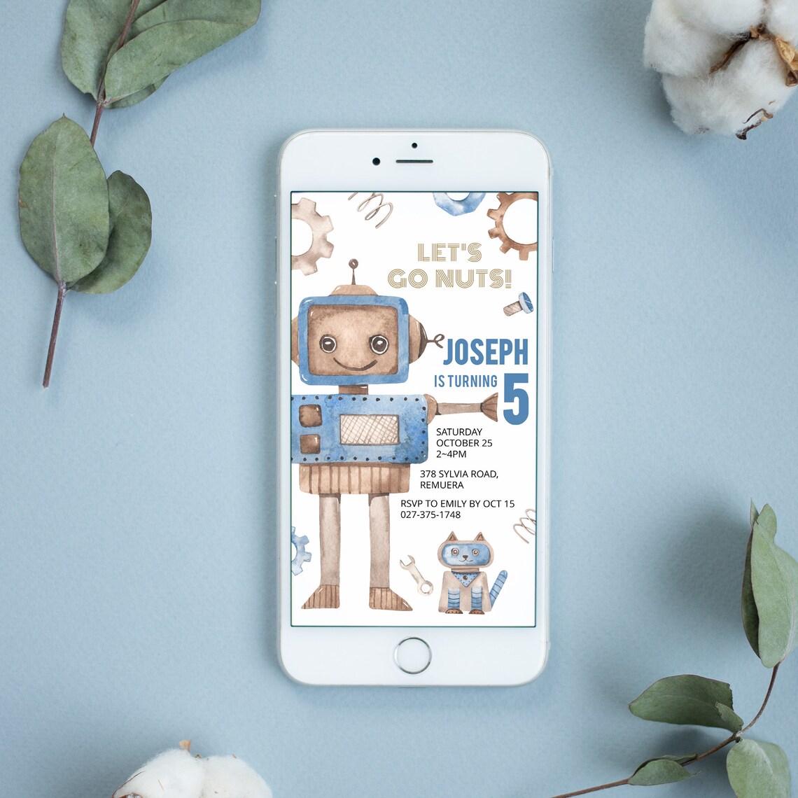 Editable Robot Birthday E-invitation Robot Digital Invitation - Etsy